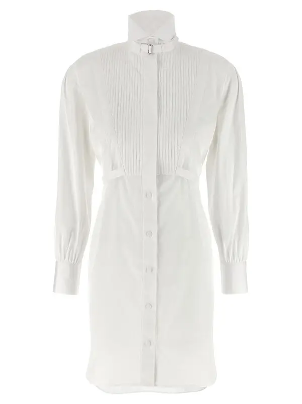 Alexander McQueen Tuxedo Poplin Dress With Pleated Plastron