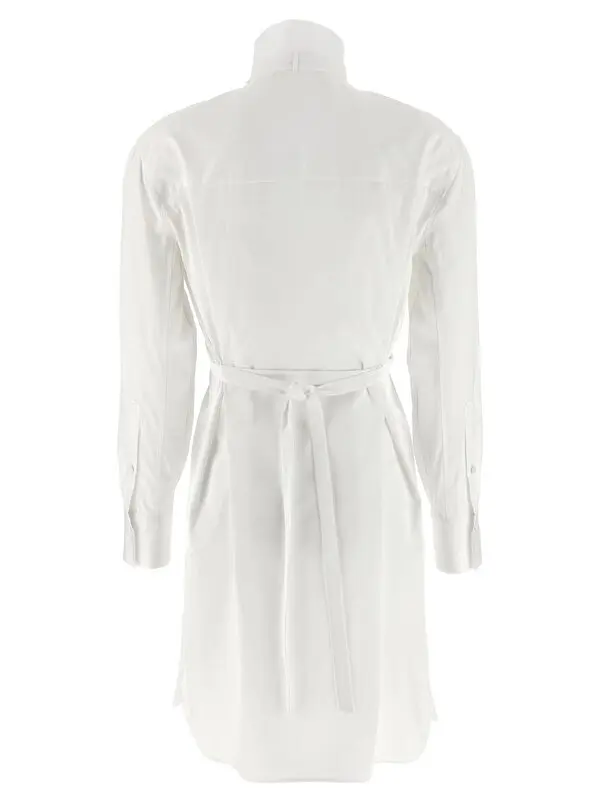 Alexander McQueen Tuxedo Poplin Dress With Pleated Plastron