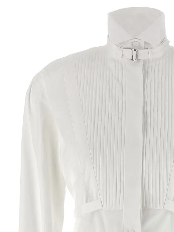 Alexander McQueen Tuxedo Poplin Dress With Pleated Plastron