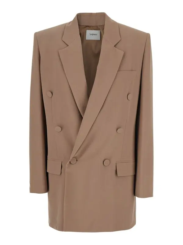 Saint Laurent Double Breasted Jacket With Classic Lapels In Silk - Multicolor