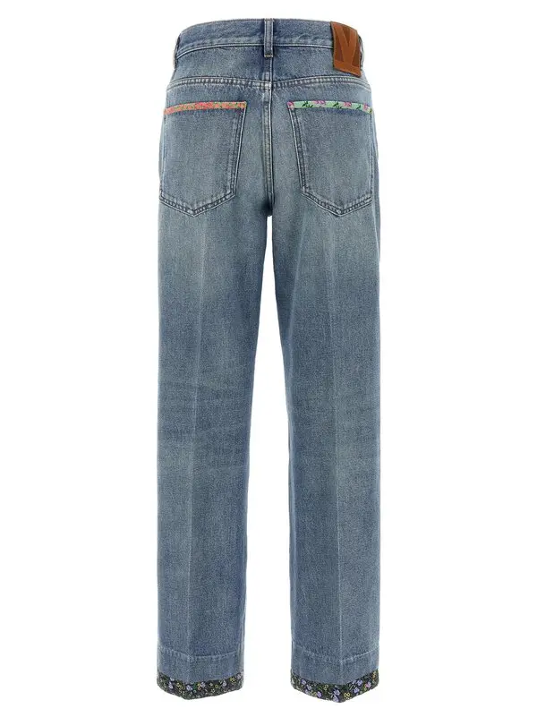 Valentino Garavani Floral Trimmed Denim Jeans
