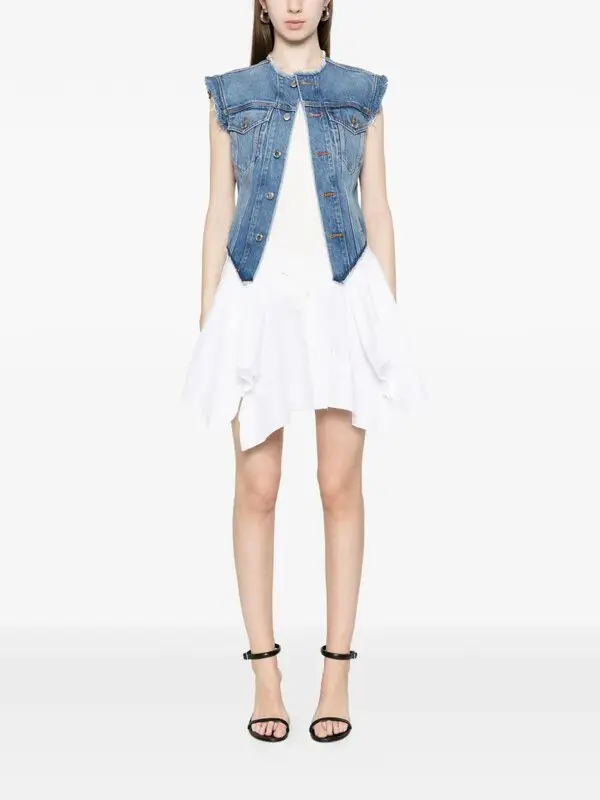 Alexander Wang Combo Layered Dress With Denim Vest