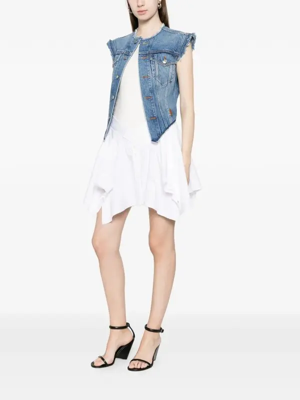 Alexander Wang Combo Layered Dress With Denim Vest