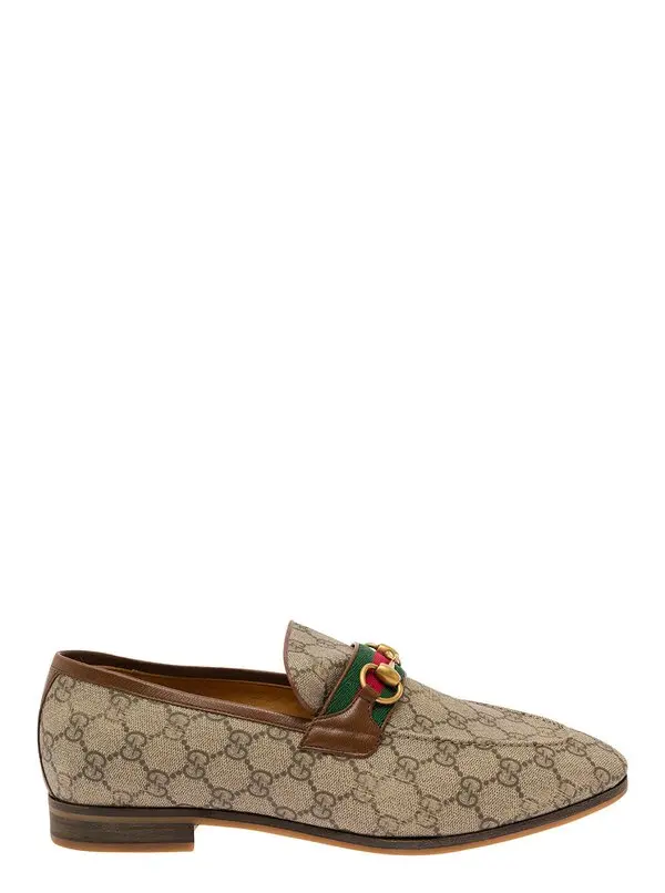 Gucci Paride Loafers With Horsebit And Web Detail In Gg Supreme Canvas - Multicolor