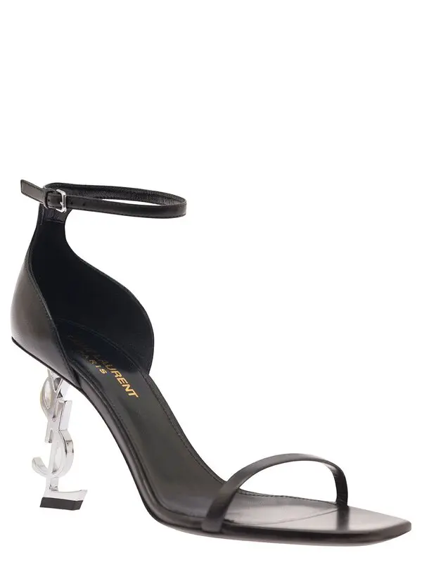Saint Laurent Opyum Sandals With Monogram Heel In Smooth Leather - Multicolor