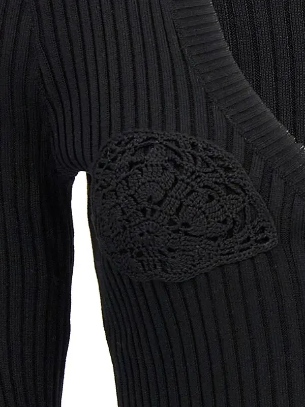 Magda Butrym Ribbed Cotton Cardigan With Macramé Detail
