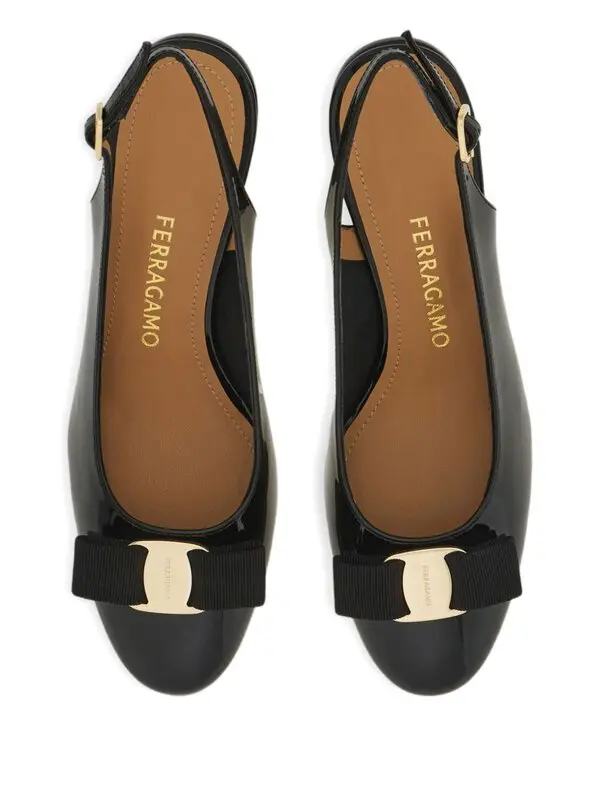 FERRAGAMO Leather Slingback Pumps With Bow Detail - Multicolor