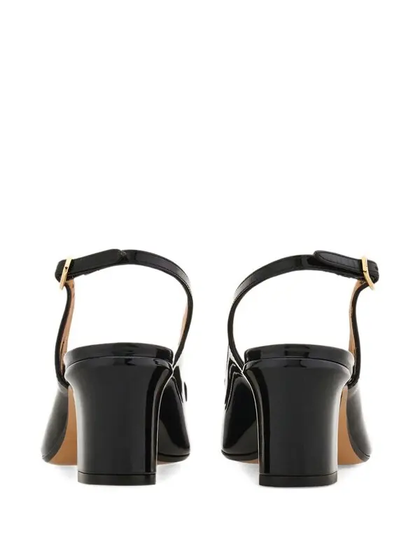 FERRAGAMO Leather Slingback Pumps With Bow Detail - Multicolor