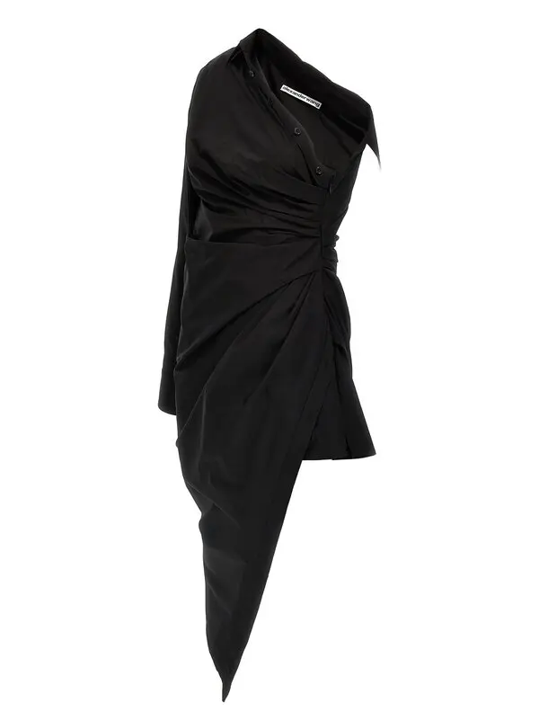 Alexander Wang Asymmetrical One-shoulder Shirt Dress - Black
