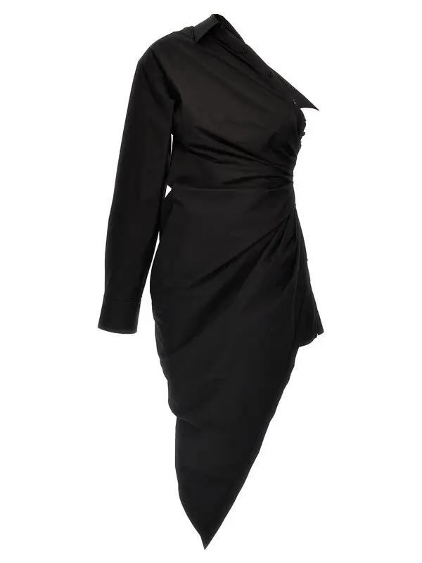 Alexander Wang Asymmetrical One-shoulder Shirt Dress - Black
