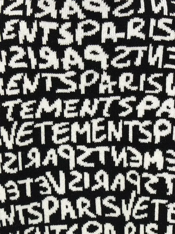 Vetements Paris Monogram Cropped Wool Knit Sweater