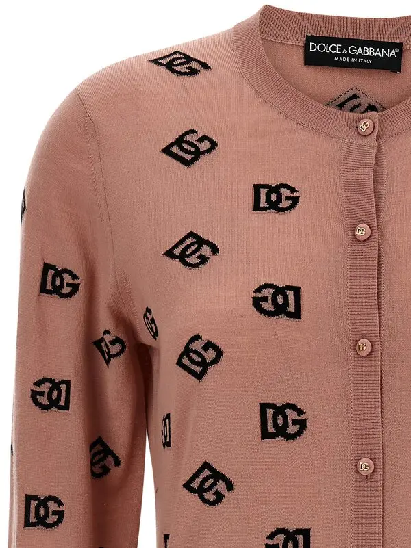 Dolce & Gabbana Dg Monogram Jacquard Wool & Silk Blend Cardigan
