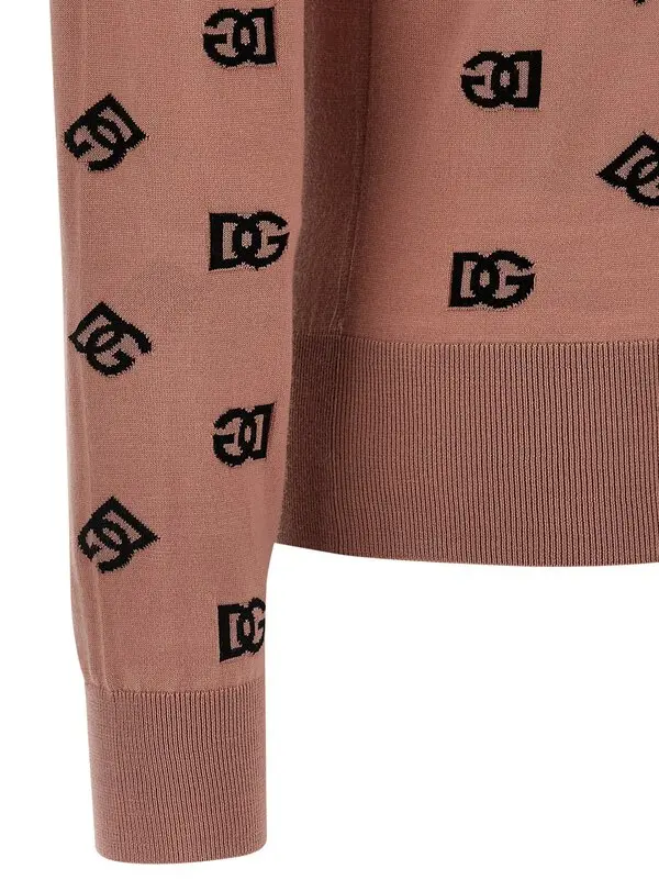 Dolce & Gabbana Dg Monogram Jacquard Wool & Silk Blend Cardigan
