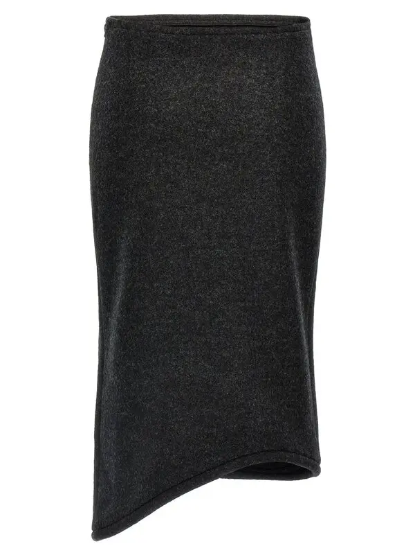 Victoria Beckham Padded Tube Detail Wool Skirt - Gray