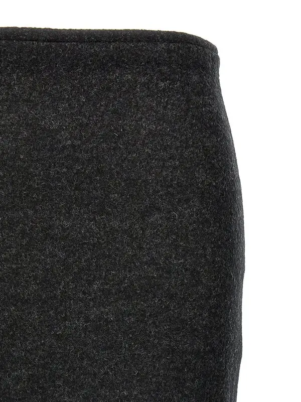 Victoria Beckham Padded Tube Detail Wool Skirt - Gray