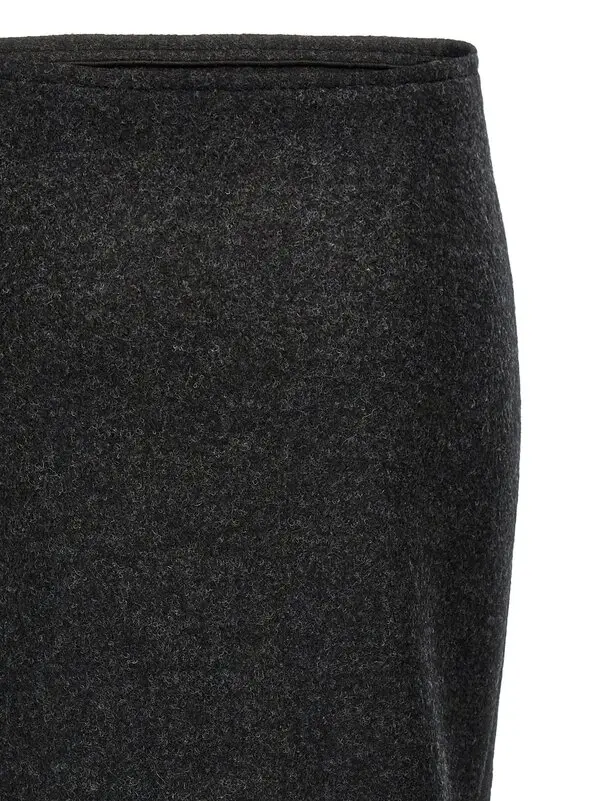 Victoria Beckham Padded Tube Detail Wool Skirt - Gray