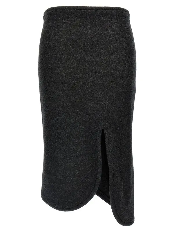 Victoria Beckham Padded Tube Detail Wool Skirt - Gray