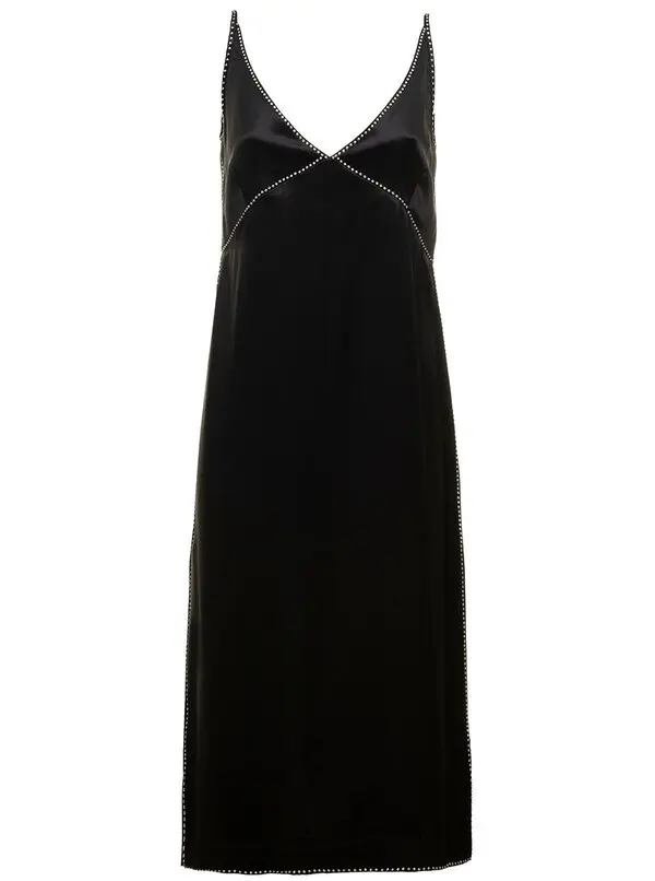 Dries Van Noten Black Dana Slip Dress With Sequin Embellishment - Multicolor
