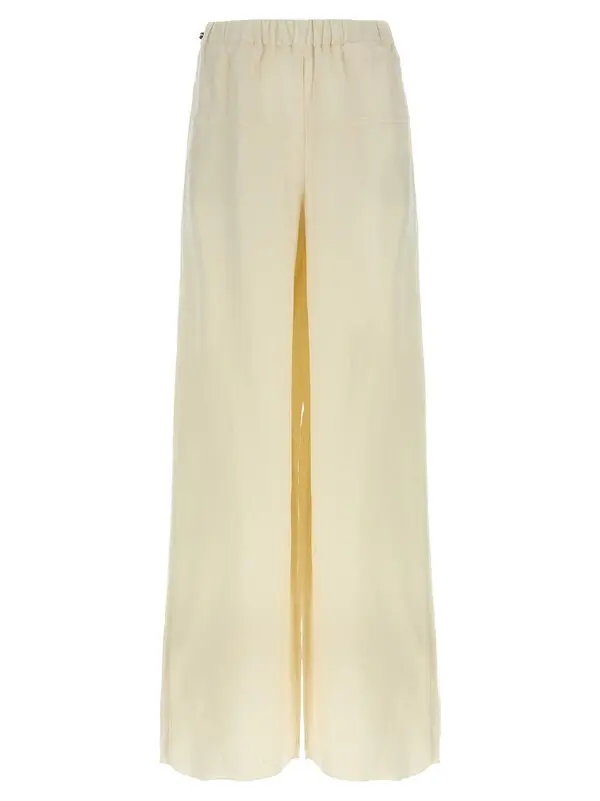 Max Mara Onore" Wide Leg Pants In Linen Silk Twill - White
