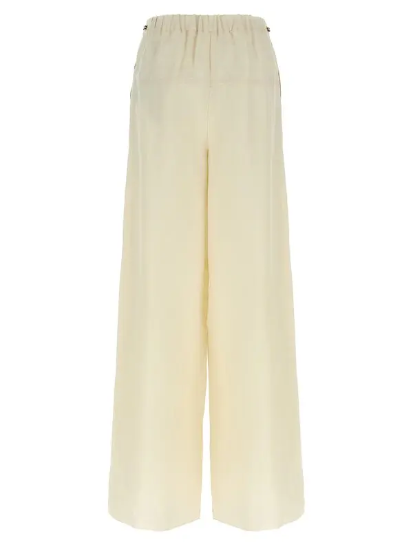 Max Mara Onore" Wide Leg Pants In Linen Silk Twill - White
