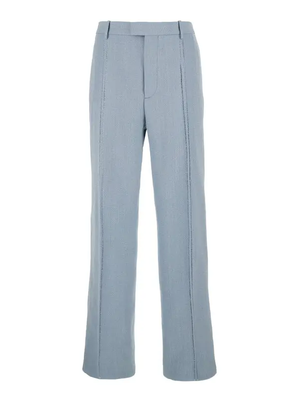 Bottega Veneta Light Blue Tailored Silk Blend Pants
