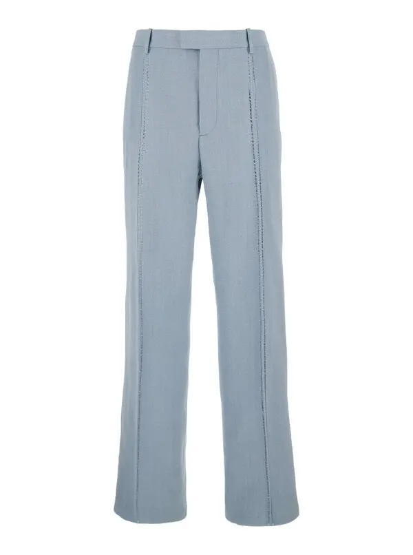 Bottega Veneta Light Blue Tailored Silk Blend Pants - Multicolor