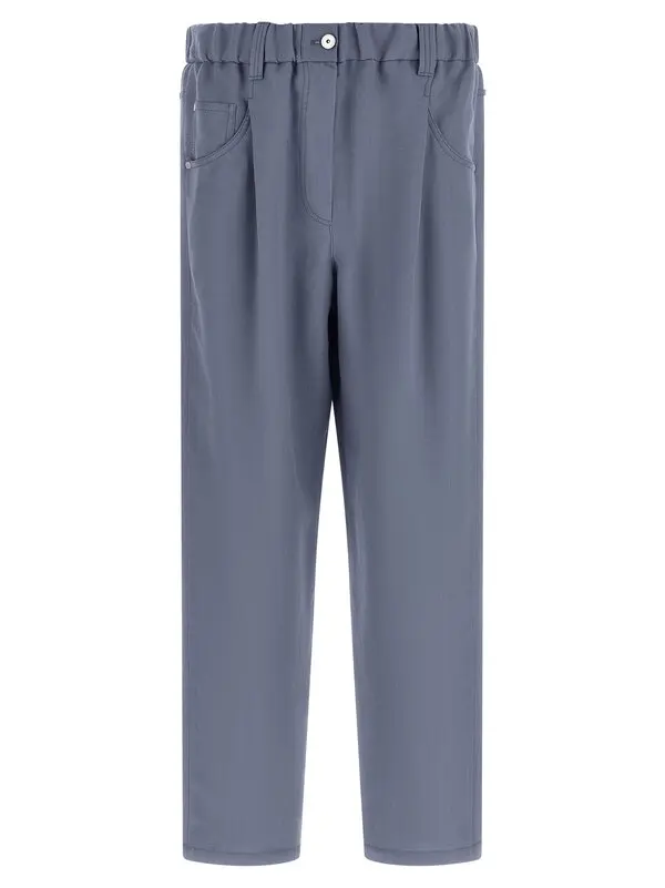 Brunello Cucinelli Baggy Cotton Pants - Blue