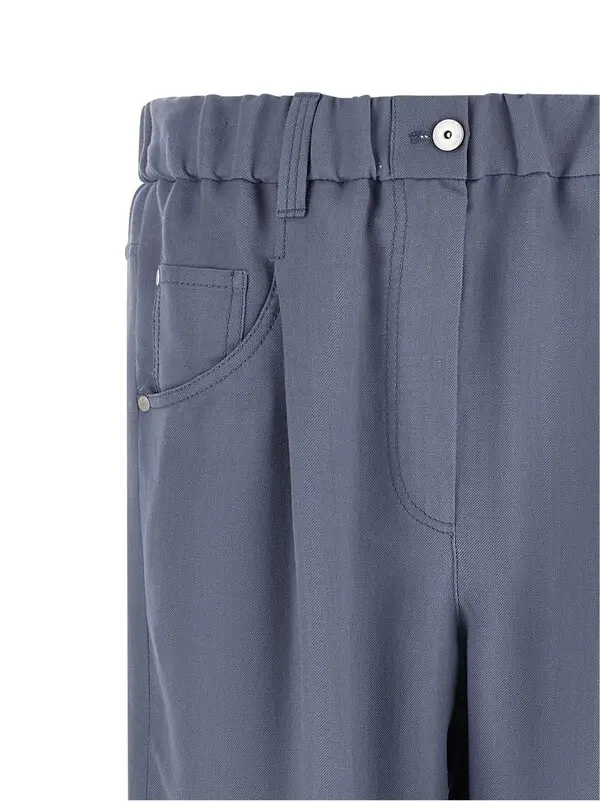 Brunello Cucinelli Baggy Cotton Pants - Blue