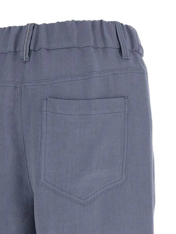 Brunello Cucinelli Baggy Cotton Pants - Blue