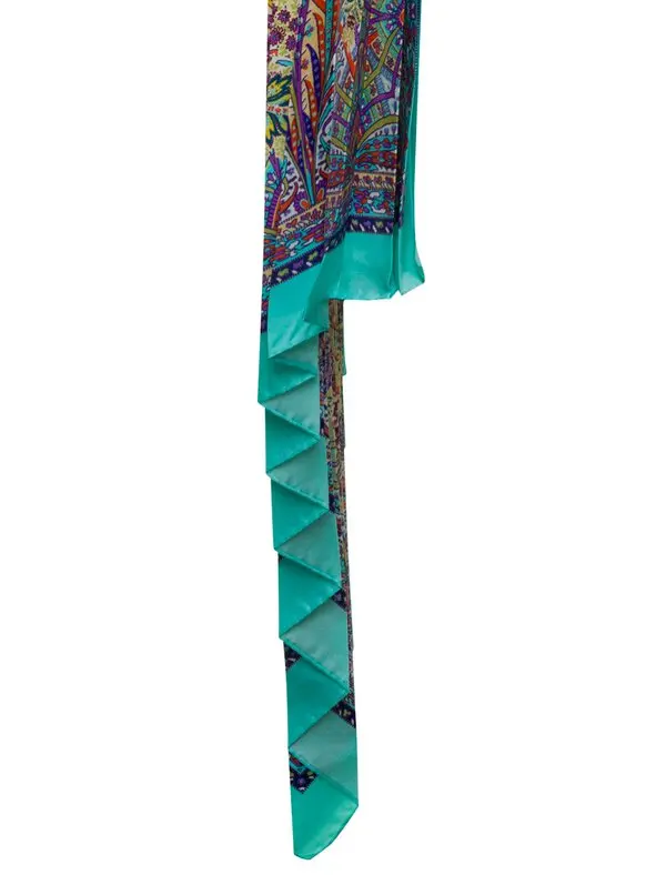Etro Light Blue Pleated Shawls In Silk