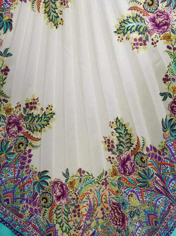 Etro Light Blue Pleated Shawls In Silk