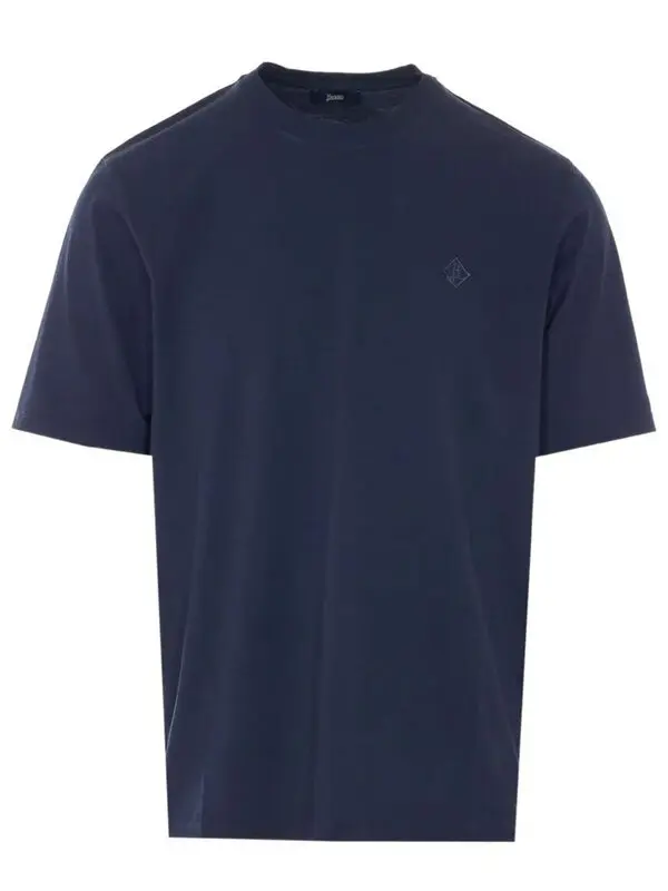 Herno Embroidered Logo Jersey T-shirt - Blue