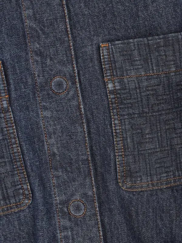 Fendi Denim Cotton Jacket With Ff Quilting - Multicolor