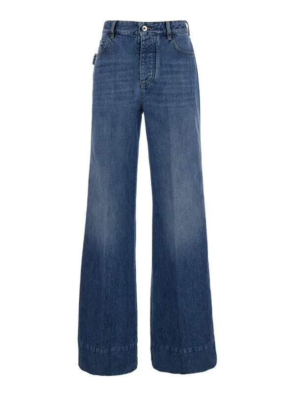 Bottega Veneta Palazzo Jeans With Logo Patch - Multicolor