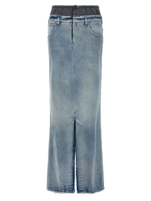 MAISON MARGIELA Slits Denim Maxi Skirt - Multicolor