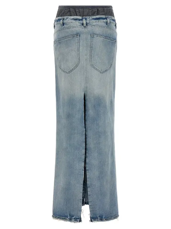 MAISON MARGIELA Slits Denim Maxi Skirt - Multicolor