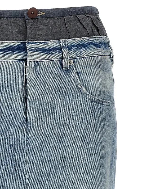 MAISON MARGIELA Slits Denim Maxi Skirt - Multicolor