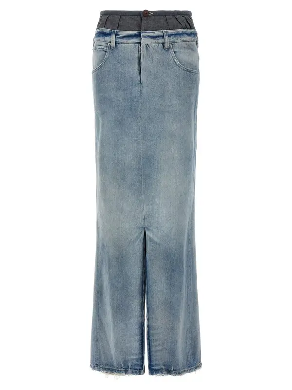 MAISON MARGIELA Slits Denim Maxi Skirt - Multicolor