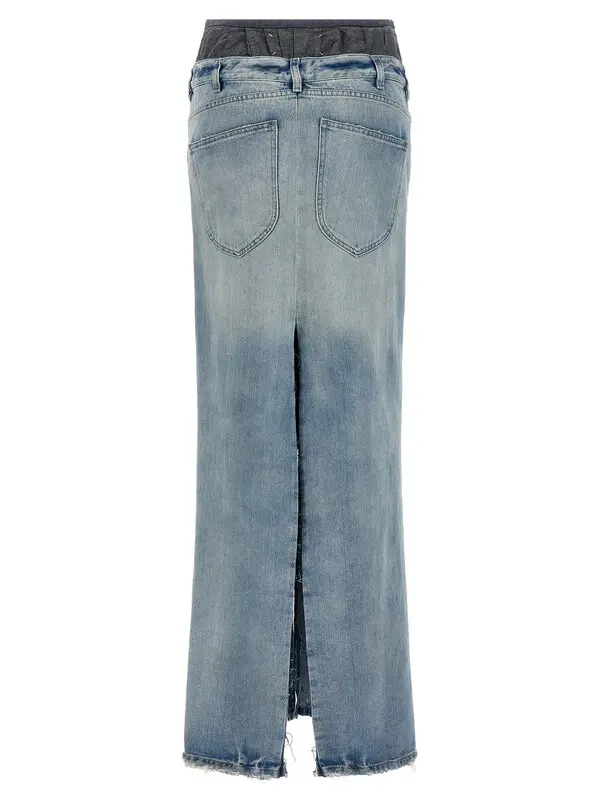 MAISON MARGIELA Slits Denim Maxi Skirt - Multicolor