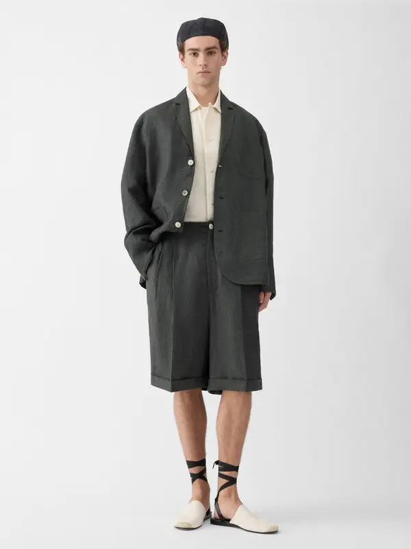 Jacquemus Le Short Pastro Linen Shorts - Gray