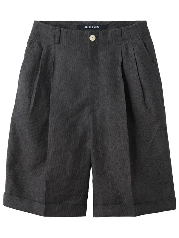 Jacquemus Le Short Pastro Linen Shorts - Gray