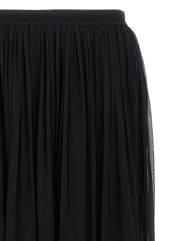 Saint Laurent Long Pleated Silk Skirt