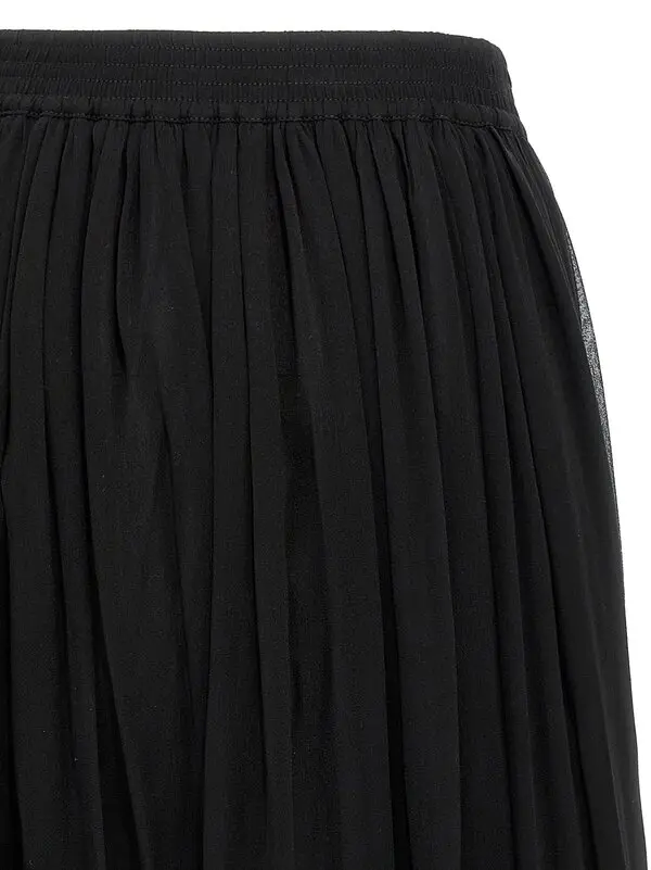 Saint Laurent Long Pleated Silk Skirt
