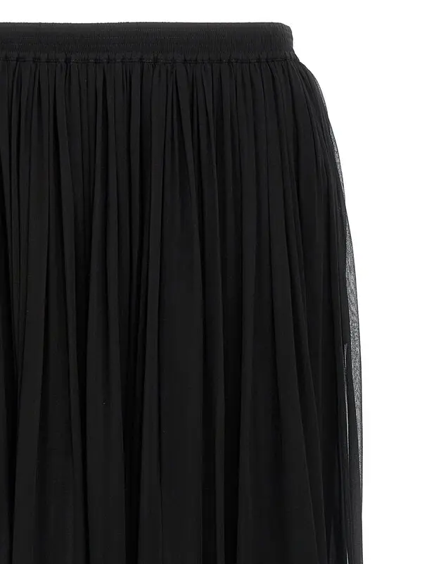 Saint Laurent Long Pleated Silk Skirt
