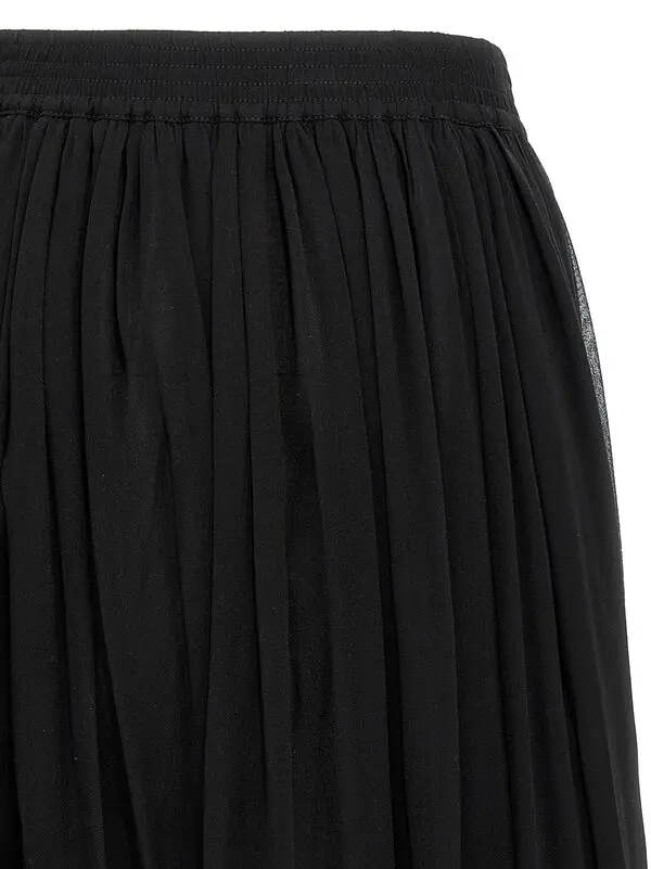 Saint Laurent Long Pleated Silk Skirt