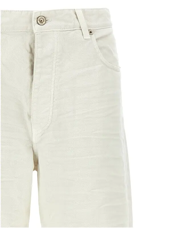 Balenciaga Wide Leg Vintage Wrinkled Cotton Denim Jeans