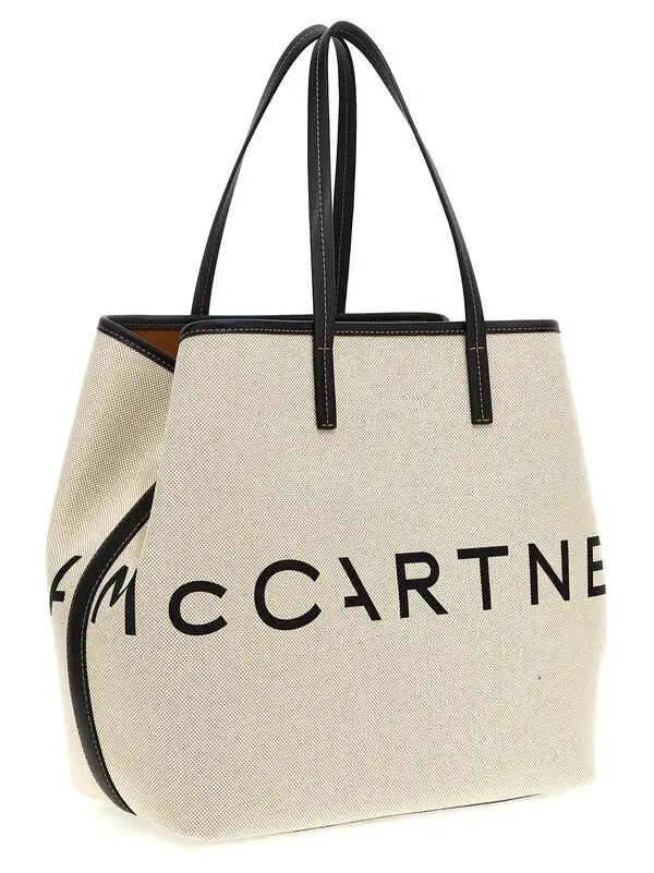 Stella McCartney Logo Canvas Shopper Bag - Cream
