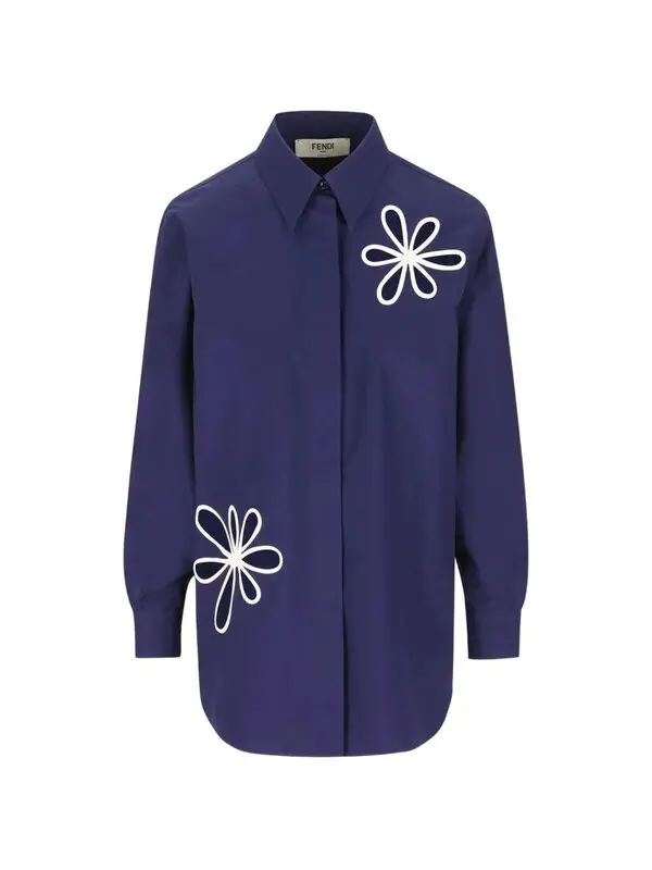Fendi Cotton Shirt With Applique Detail - Multicolor