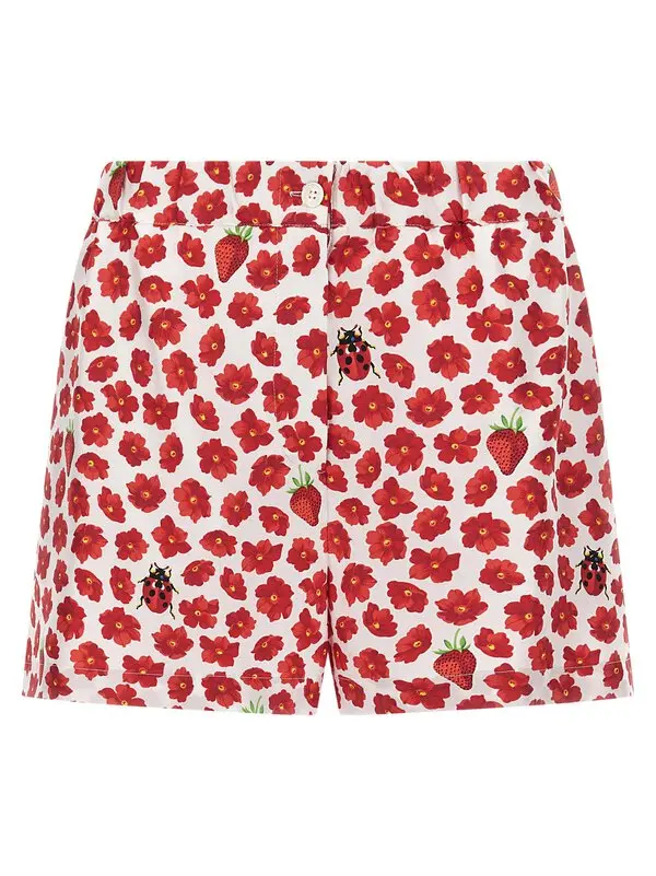 Versace Strawberry Garden" Print Silk Pajama Shorts
