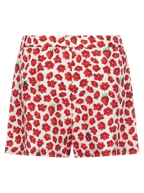 Versace Strawberry Garden" Print Silk Pajama Shorts